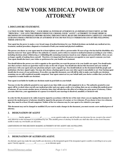 Free New York (NY) Medical Power of Attorney Forms & Templates | PDF