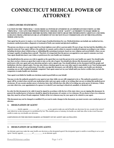 Free Connecticut (CT) Medical Power of Attorney Forms & Templates | PDF