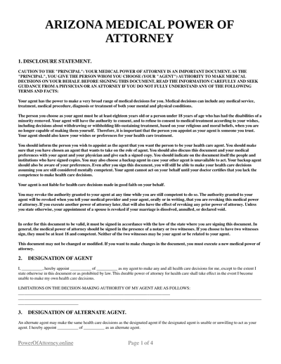 Free Arizona (AZ) Medical Power of Attorney Forms & Templates | PDF